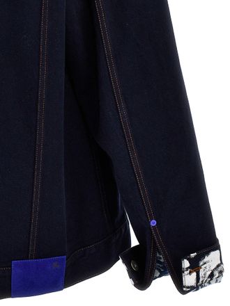 Burberry Rose-Print Lined Denim Jacket - Navy