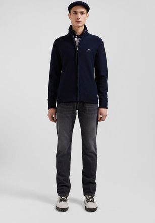 Eden Park Cardigan En Coton Avec Broderie Au Dos Bleu Marine