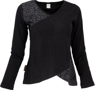 Guru Shop Langarmshirt Boho-chic - Schwarz, Damen, Baumwolle, Size:L