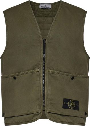 Stone Island Homme, Vestes, Vert, Taille: XL Gilet Col en V