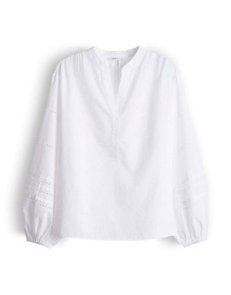 OPUS Langarmbluse Tunikabluse mit femininer Lochstickerei Loose Fit