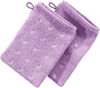 Möve Waschhandschuh Quadretti 2er-Pack Walk-Frottier Viola Größe 15x20 cm