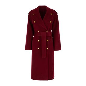 Alberta Ferretti Femme, Manteaux, Rouge, Taille: 36 FR Manteau ceintur&eacute; &agrave; double boutonnage