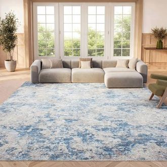 Safavieh Modern Teppich f&uuml;r Wohnzimmer, Esszimmer, Schlafzimmer - Amelia Collection, Kurzer Flor, Grau und Blau, 244 X 305 cm