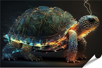 Islandburner XXL Bild Poster Schildkr&ouml;te Technologie Konzept Wildtiere KI Schildkr&ouml;te Technologie Premium Bilder Fotodruck JAYU-PKL