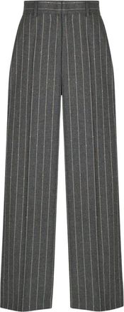 Manuel Ritz Femme, Pantalons, Gris, Taille: 42 FR Pantalon &agrave; rayures et coupe droite avec micro-paillettes