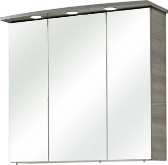 PELIPAL Peter - Spiegelschrank 75 cm, 3-türig, Kranz mit LED Beleuchtung, Sangallo Grau quer