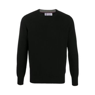 Brunello Cucinelli Schwarzer Kaschmir-Strickpullover mit Rundhalsausschnitt - - Knitwear - Herren - Schwarzk - XL