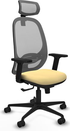 Piqueras y Crespo Cilanco Centro Centre mit 2D-Armlehnen, h&ouml;henverstellbare Lendenwirbelst&uuml;tze und h&ouml;henverstellbares Kopfteil, Grau/Cremefarben