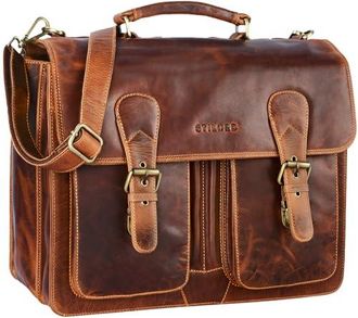 STILORD Karl Serviette Cartable Homme en Cuir Sac à Bandoulière Vintage Porte-Documents Sac dEnseignant Sac daffaires, Couleur:Kara - Cognac