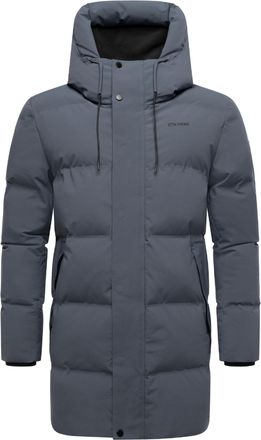 Stone Harbor Herren lange Steppjacke Wintermantel mit magnetischem Verschluss Darianoo XX Stone Blue Gr. XXL