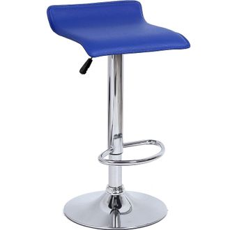 Generic H&ouml;henverstellbarer Barhocker Mit Ergonomischer R&uuml;ckenlehne Und PU-Sitz - Schwarz, 55-75 cm(Blue)
