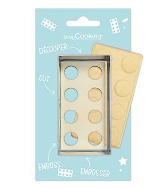 ScrapCooking Kit D&eacute;coupoir + Embosseur Bois Brique - Emporte-Pi&egrave;ce en Inox pour Biscuits en Relief - Moule Accessoires P&acirc;tisserie Sabl&eacute;s Jeu Jouet de Construction 