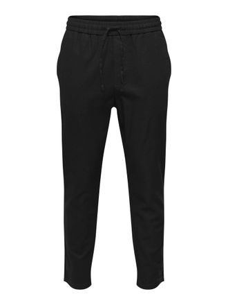 Only & Sons Herren Sweatpant ONSLINUS Crop LIN - Tapered Fit - XS S M L XL XXL, Gr&ouml;&szlig;e:XXL, Farbe:Black 22024966