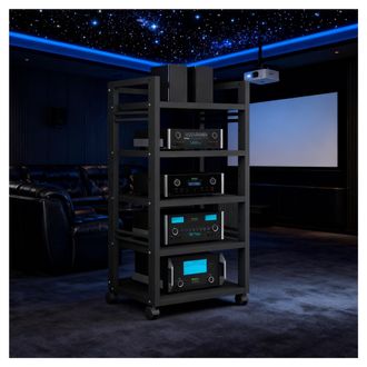 Generic 5-stufiges AV-Medienregal Auf Rollen, Medienkonsole Mit Verstellbaren Regalen, Metall-Audio-Rack, Mobiler Spielkonsolenst&auml;nder, Stereo-Audioregale F&uuml;r
