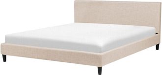 Beliani Bett mit Lattenrost Stoff FITOU 180 x 200 cm Beige