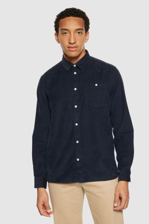 Knowledge Cotton Apparel Herren vegan Hemd Cord Regular Total Eclipse Navy