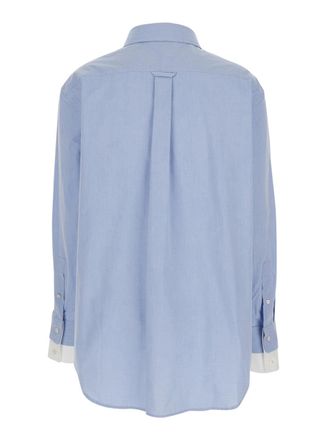 Acne Studios Womens Shirt Sitara Melange Cotton Blue Organic Blouses