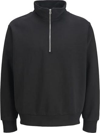 Jack & Jones Half Zip Jjeurban Edge Stydaw24 Ln Sweat &agrave; Demi-Fermeture &Eacute;clair, Noir, S Homme