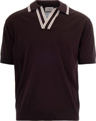 Paolo Pecora Homme, Tops, Brun, Taille: XL T-shirt col en V