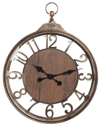 Beliani Traditionelle Wanduhr braun &oslash; 52 cm rund arabische Ziffern Alcoba