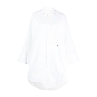 Palm Angels Hemdblusenkleid mit ausgestellten &Auml;rmeln - - Blouses & Shirts - Damen - Wei&szlig; - S