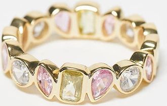 Seol + Gold L&uuml;netten-Ring aus unterschiedlichen Formen aus 18-kar&auml;tigem Gold-Vermeil-Goldfarben