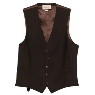Gucci Wollmisch-Weste mit Knopfleiste - - Suits - Herren - Braun - XL