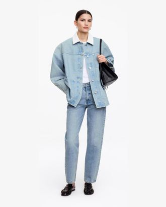Arket Jeansjacke Mit Cordkragen -Blau
