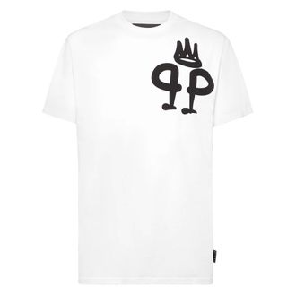 Philipp Plein Homme, Tops, Blanc, Taille: 3XL T-Shirt Col Rond King