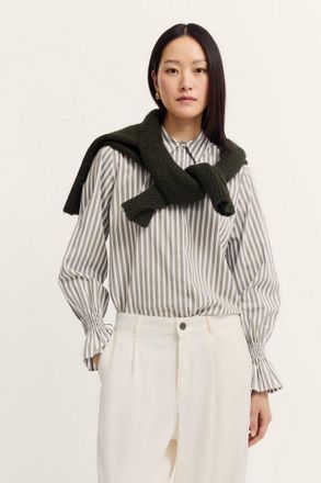 Bugatti Langarmbluse Gestreift mit Smok-Manschette & Hemdkragen