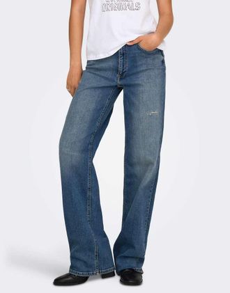 Only Wide-Fit-Jeans aus dunkelblauem Denim