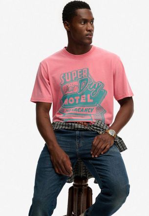 Superdry Rundhalsshirt ROADSIDE TRADE LOOSE TEE Loose Fit, aus Baumwolle und Single Jersey, mit Druck, pflegeleicht