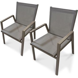 DCB Garden Dcb Garden - floride - Lot de 2 fauteuils de jardin empilables en aluminium quartz