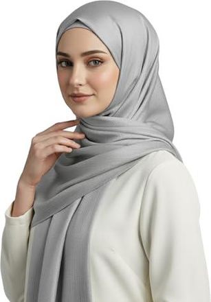 Janisramone Hijab en papier de soie de luxe pour femme, foulard de t&ecirc;te en satin lisse, l&eacute;ger et brillant, sans plis, long ch&acirc;le pour femme musulmane, 160 x 70 cm