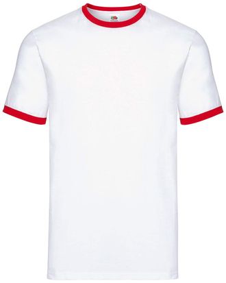 Fruit Of The Loom Valueweight Ringer T Herren T-Shirt, Gr&ouml;&szlig;e:3XL, Farbe:wei&szlig;/rot