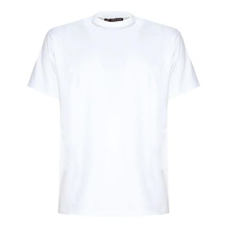 low brand Homme, Tops, Blanc, Taille: M T-shirt en coton blanc avec demi-col c&ocirc;tel&eacute;