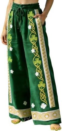 Generic HUIFUAO Pantalon de la Saint-Patrick pour femme - Pantalon tr&egrave;fle amusant - Costume irlandais de la St Paddys Day - Pantalon de tr&egrave;fle irlandais - Tai