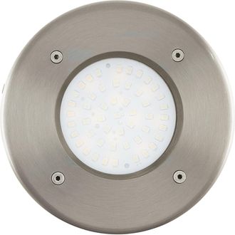 Eglo LED Bodeneinbauleuchte Lamedo, 1 flammige Einbauleuchte, Wegelampe aus Edelstahl, Farbe: Silber, Glas: Weiß, satiniert, eckig, IP67