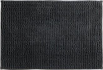 MSV Luxus Chenille Mikrofaser Badematte - Lange Fasern rutschfest - 50 x 80 cm - Dunkelgrau - Waschmaschinenfest - Praktische Aufh&auml;ngeschlaufe - Erh&ouml;hter 