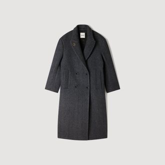 Sandro Manteau en laine &agrave; motif chevrons