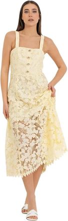 Kocca Femme, Robes, Beige, Taille: 36 FR Robe Midi en Dentelle Macram&eacute;