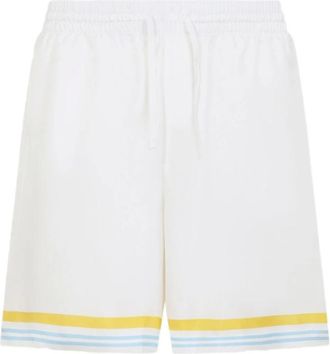 Casablanca Homme, Shorts, Blanc, Taille: L Tennis Landscape Silk Shorts