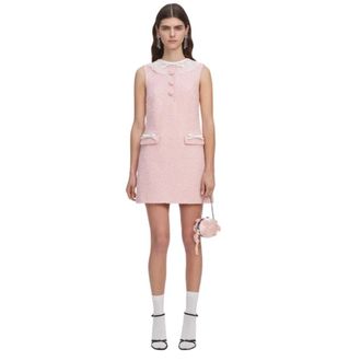 Self Portrait Boucle-Spitzenkragen-Minikleid - - Dresses - Damen - Rosa - S