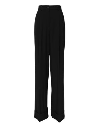 Dolce & Gabbana Womens Black Wool High Waist Formal Pants Virgin Elastane
