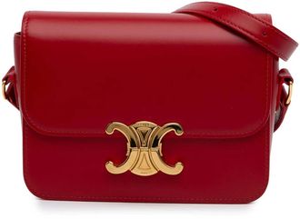 Celine Hobo Bags - Teen Shiny Calfskin Triomphe Crossbody - Gr. unisize - in Rot - für Damen