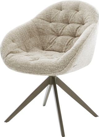 DELIFE Esszimmerstuhl Gaio-Flex Kreuzgestell breit Effektfinish Titan Webstoff Soft Beige 360° drehbar Wippfunktion
