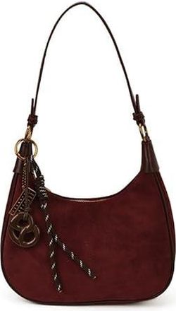 Generic Garhomtur Sac &agrave; bandouli&egrave;re en daim synth&eacute;tique pour femme, sac &agrave; bandouli&egrave;re avec pendentif, sac &agrave; main vintage en forme de croissant pour voyage, sh