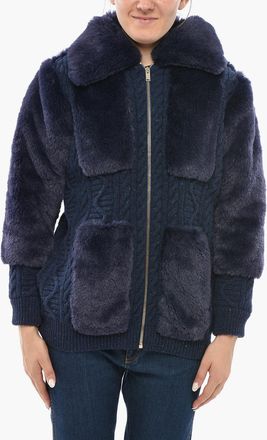 Stella McCartney Kurzer Mantel aus Schurwolle mit Kunstpelzdetails Stella McCartney