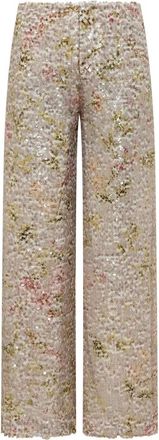 Alberta Ferretti Femme, Pantalons, Multicolore, Taille: 38 FR Pantalon &agrave; Imprim&eacute; Floral et Paillettes